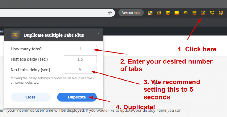 Duplicate Multiple Tabs Insomniac Browser